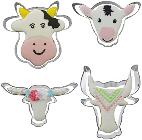 Amazon.com: Cattle Heads Shaped Cookie Cutters Set of 4 pcs, Stainless ...