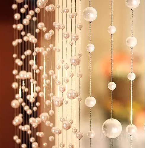 Buy Discount4product D4p Pearl Curtain White Solid Pearl Hanging 10 ...