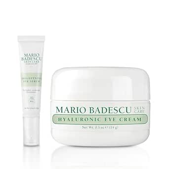 Amazon.com: Mario Badescu Hydrating & Depuffing Hyaluronic Eye Cream & Brightening Eye Serum Duo ...