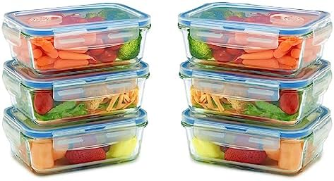 LEOM Glass Meal Prep Containers, Glass Food Storage Containers with ...