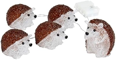 Festive Set of 5 LED Light Up Acrylic Hedgehogs each 11cm Tall Outdoor ...