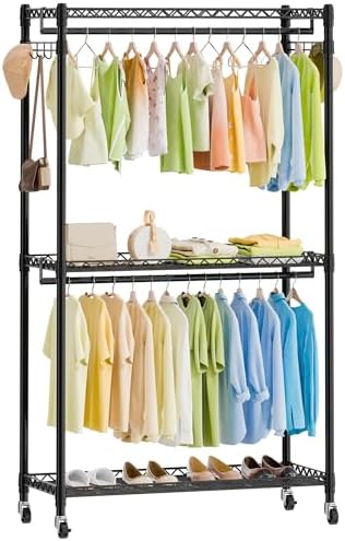 Amazon.com: ZERDER Metal Clothing Rack for Closet, Heavy Duty Clothes ...