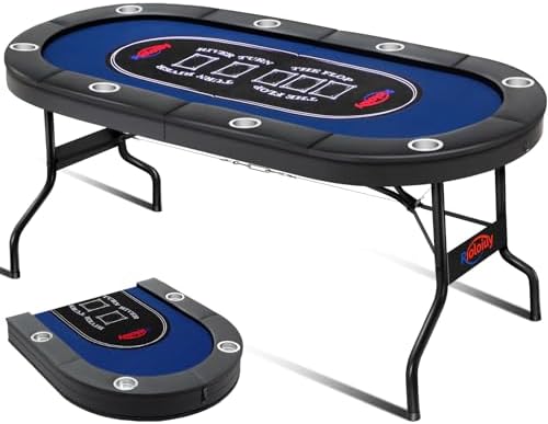 Amazon.com: Rioloiuy 8 Player Poker Table Foldable,Texas Holdem Poker ...