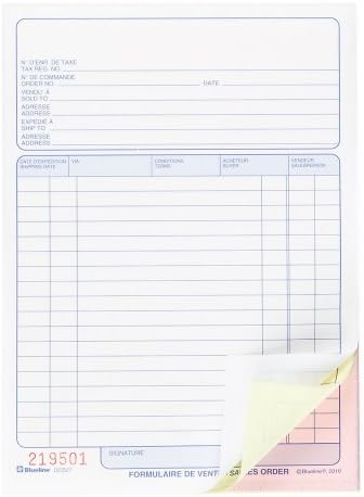 Blueline Invoices 50 Numbered Carbonless Triplicates Bilingual 8-1/2 ...
