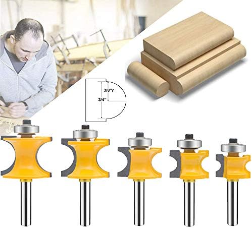 TAIWAIN 5PCS Router Bit Set Woodworking Cutter 1/4 Inch Shank, Tongue ...