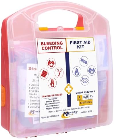 Amazon.com: MFASCO Stop The Bleed First Aid Kit Combo Kit - 2021 ANSI ...