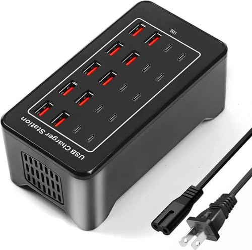 Amazon.com: USB C Charger Block 100W USB C Charging Station, 20Port ...