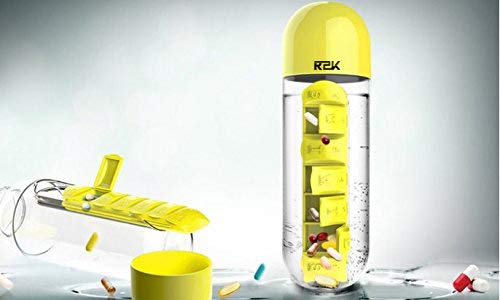 R2K Sports Water Bottle Combine Daily Pill Boxes Organizer Drinking ...