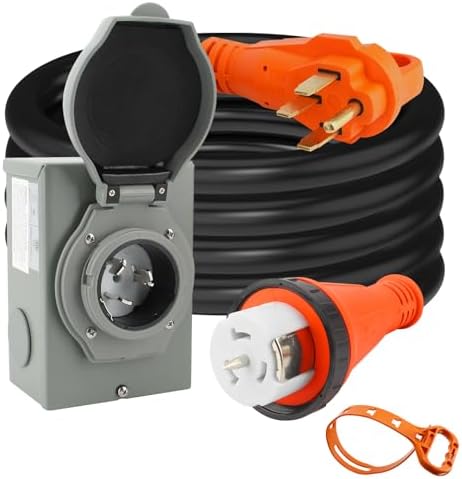 Amazon.com: 50 Amp 15 FT Generator Cord Power Inlet Box Combo Kit, NEMA ...