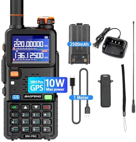 Amazon.com: BAOFENG 5RH Pro GPS Handheld Radio Multi-Band USB-C Charging Radio Copy Frequency ...