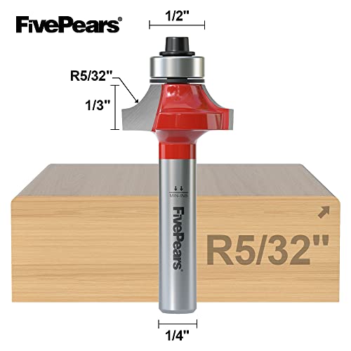 Snapklik.com : FivePears 5/32 Radius Roundover Router Bit 1/4 Inch Shank