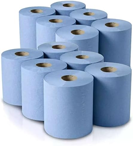 12 Pack Jumbo Workshop Hand Towels Rolls Centrefeed Blue Rolls Blue ...