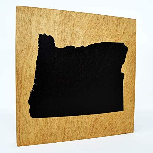 Amazon.com: Oregon Wood Sign - 8”x8” State Map Silhouette Wooden Wall ...