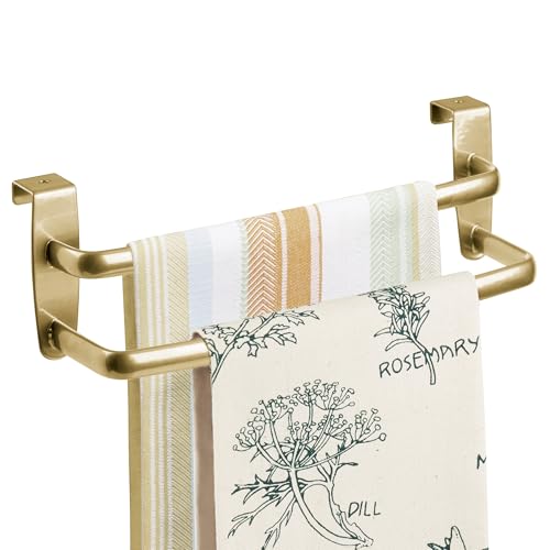 iDesign 9-inch Over-The-Cabinet Double Towel Bar for Kitchen or ...