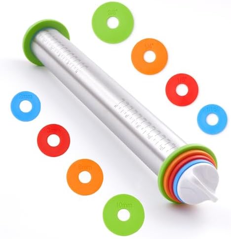 Amazon.com: Rolling Pin with Thickness Rings, Fulimax 17" Adjustable ...