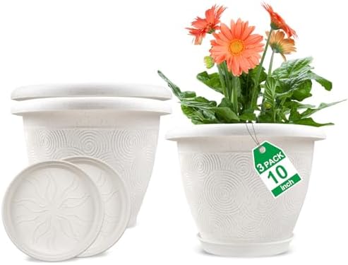 Amazon.com : 11 Inch Plastic-Flower-Pot-for-Indoor-Plants, 4 Pack Large ...