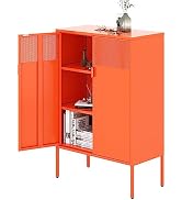 Amazon.com: Ustamio Orange 3 Tier Metal Storage Cabinet with Legs, 2 ...