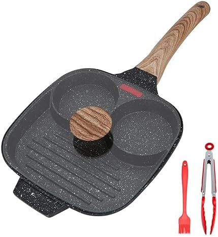 VonShef All in One Frying Pan - 4 in 1 Cast Iron Multi-Section Grill ...