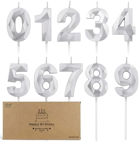 Amazon.com: BEAN LIEVE Number Candles 0-9 Set - 10-Pack Diamond-Cut ...