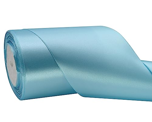 Snapklik.com : 4 Inch Sky Blue Satin Ribbon Fabric Sky Blue Ribbon For ...