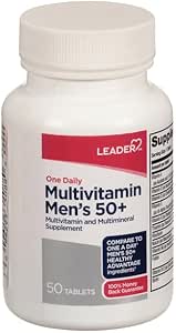 Amazon.com: Leader Men's 50+ Multivitamin Tablets 50 Ct. Tailored Daily ...