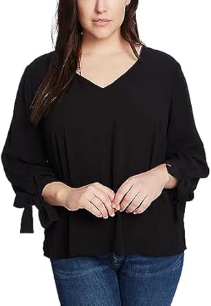 Plus Size Blouse with Ties Night Shade 1X at Amazon Women’s Clothing store