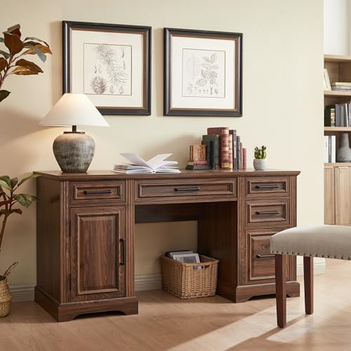 Amazon.com: Bestier 59” Computer Desk with 4 Drawers, Office Desk with ...