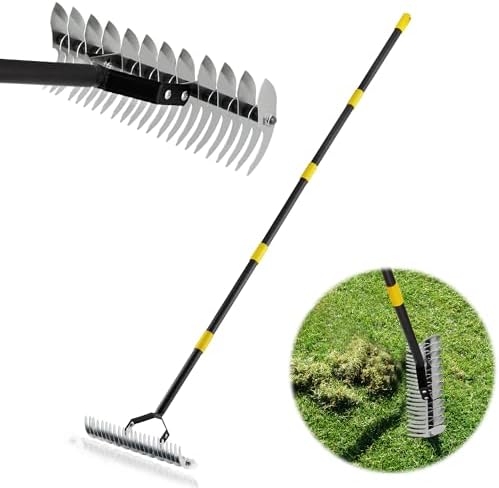 Amazon.com : LCGP Thatch Rake, Heavy Duty Metal Garden Rake with 50 ...