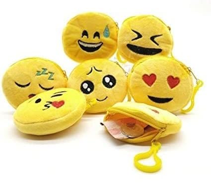 Buy Krisus 12pcs Cute Emoji Smiley Coin Pouches – Mini 4-Inch Zipper ...