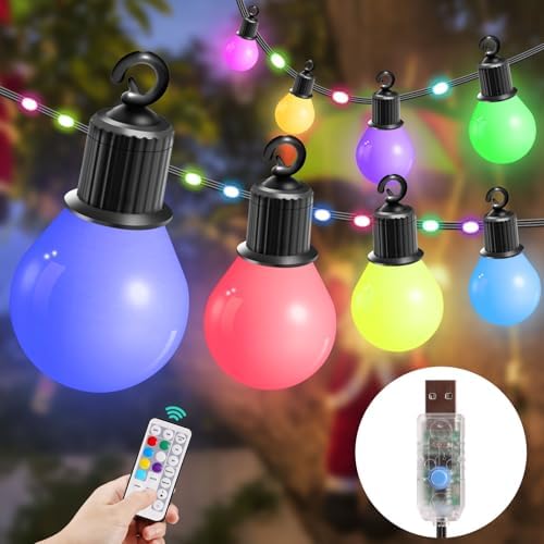 IRISECO Outdoor String Lights 41FT, 100 LED Outdoor Patio Lights with ...