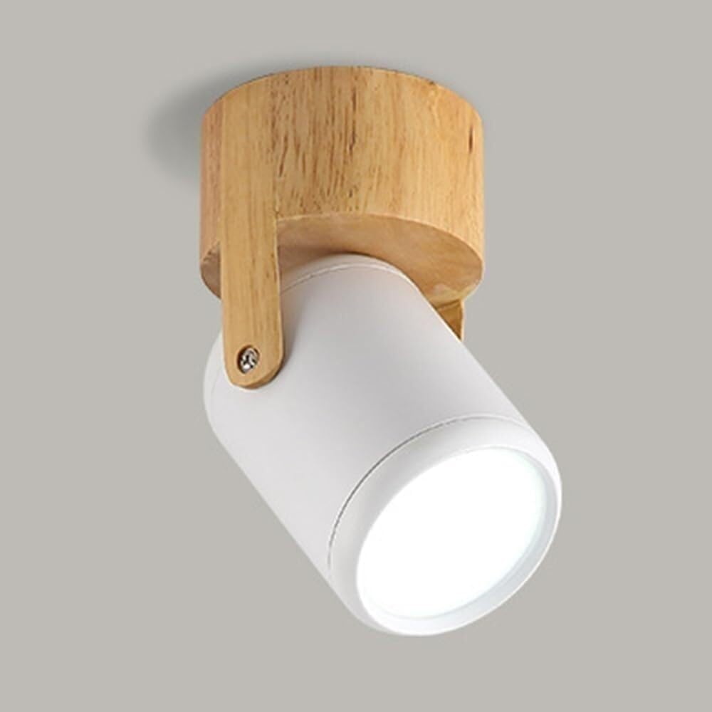 10W LED Modern Wood Accent Ceiling Spotlight Lamp, Rotatable Metal ...