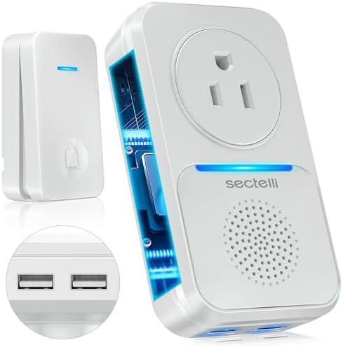sectelli Wireless Doorbell Door Bell Chime 5 Volume Levels 60 Chimes ...