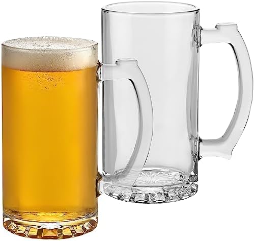 Amazon.com | Circleware Downtown Pub Glass Beer Mugs with Handle, Set ...