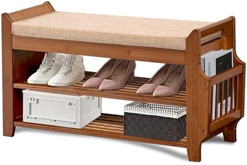 Amazon.com: JUMMICO Shoe Bench Rack, 2-Tier Shoe Storage Bench with ...