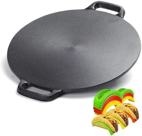 Amazon.com: SISIGOO 12-in Cast Iron Pan with 10 Taco Holders, Comal ...