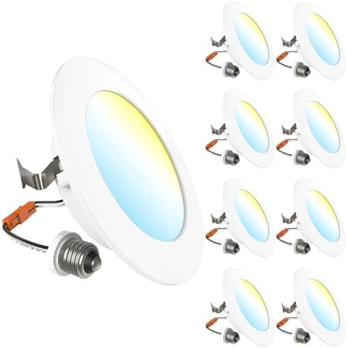 Sunco 6 Pack 4 Inch LED Flat Recessed Light, Retrofit Ceiling Can ...