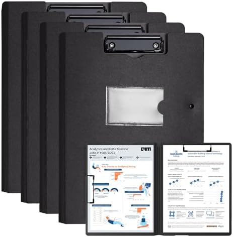 Hotyin A4 Clipboard, 4 Pack Clipboards with Double Clips, Plastic ...