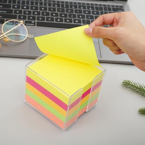 HEXAR® Memo Papers Non-Sticky Color Paper with Acrylic Tray, 85mm 750 ...