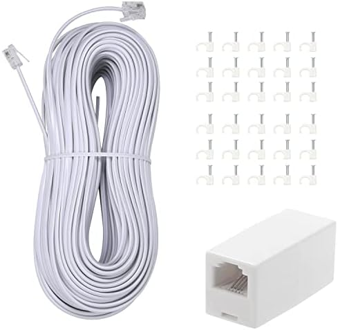 Phone Extension Cord 25 Ft, Telephone Cable with Standard RJ11 Plug and ...