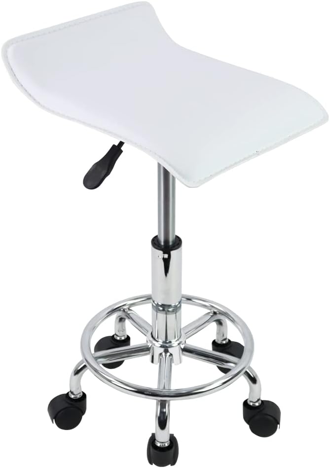Amazon.com: KKTONER Square Height Adjustable Rolling Stool with Foot ...