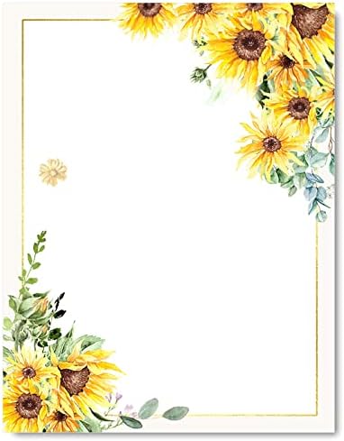 AnyDesign 80 Pack Sunflower Stationery Letterhead Paper Vintage Floral ...