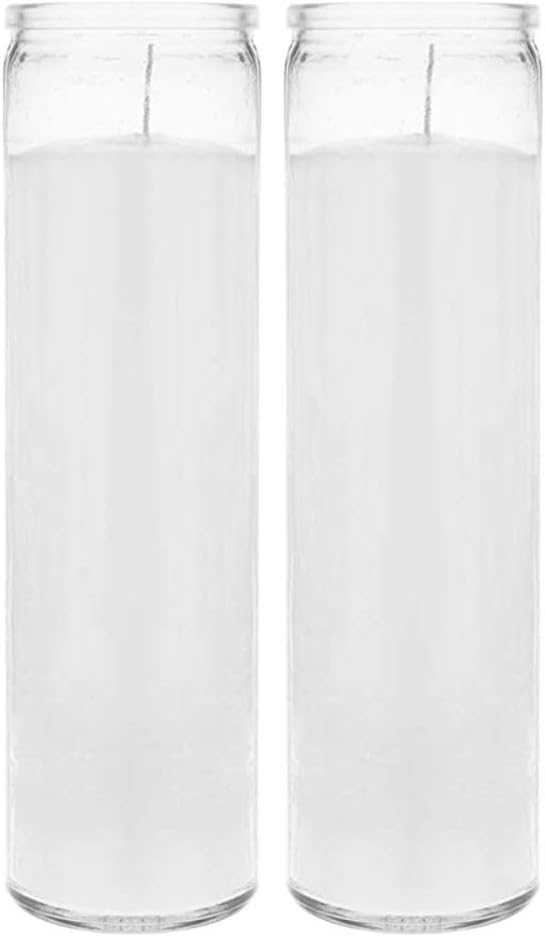 Amazon.com: Brilux 2 Classic White Candles in Glass, 8-INCHES Tall ...