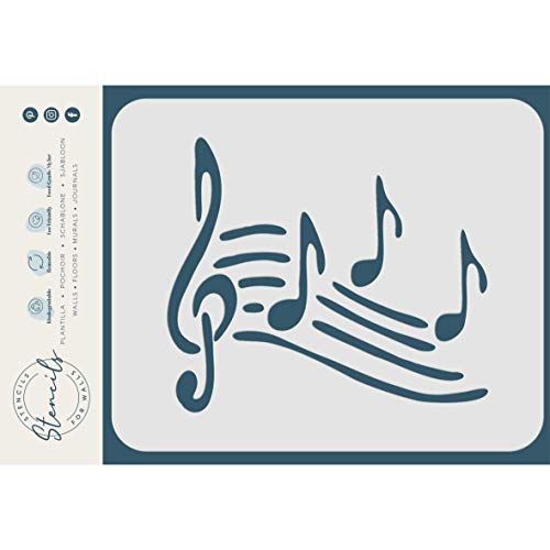 Music Notes Stencil, 16.5 x 19 cm (L) – Musical Notes Treble Clef ...