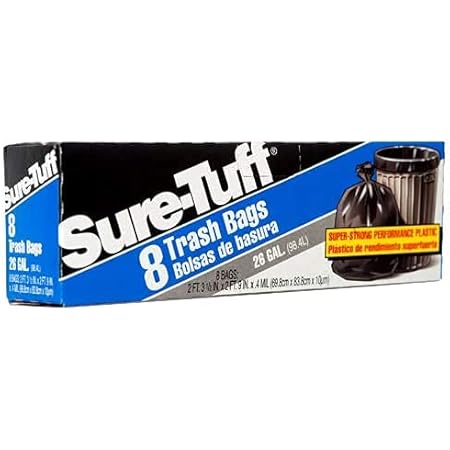 Amazon.com: Sure-Tuff Trash Blue Bags 26Gal, 1 Count (Pack of 8 ...