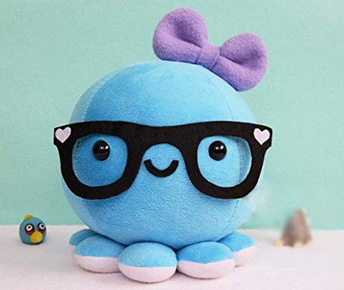 Buy Blue Baby Octopus Plush Toy Wearing Black Glasses - 30cm Online at ...