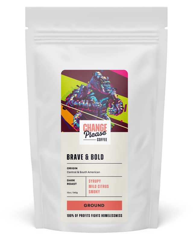 Amazon.com : Change Please Brave & Bold Dark Roast Ground Coffee Beans ...