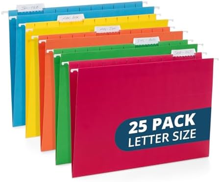 Amazon.com : 25 Blue Summit Supplies Assorted Colored Hanging File ...