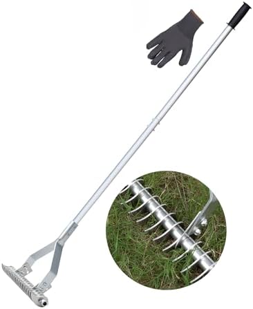 Amazon.com : 62" Thatch Rake, Adjustable Handle 15-Inch Wide Lawn ...