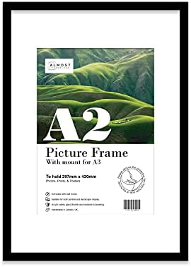 A2 Black Picture Frame With White Mount for A3 (29.7 x 42cm - 11.7 x 16 ...