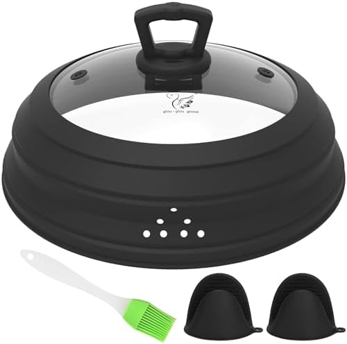 Amazon.com: Microwave Splatter Cover, Vented Silicone and Glass Cover ...